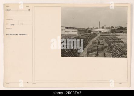 Soldiers working in an ordnance manufacturing facility during World War ...