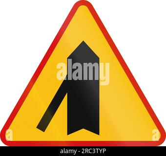 Polish danger warning sign: 45 degree intersection, priority over other ...