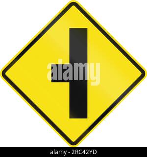 Chilean road warning sign: T-Intersection ahead Stock Photo - Alamy