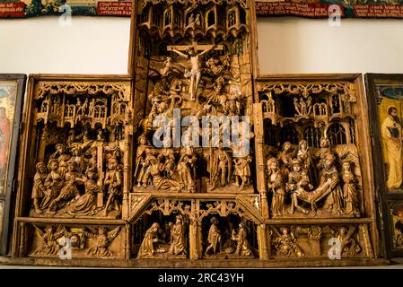 Wooden medieval altar, Cluny Museum - National Museum of the Middle Ages, Paris, France Stock ...