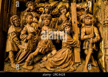 Wooden medieval altar, Cluny Museum - National Museum of the Middle Ages, Paris, France Stock ...