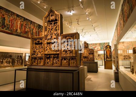 Wooden medieval altar, Cluny Museum - National Museum of the Middle Ages, Paris, France Stock ...