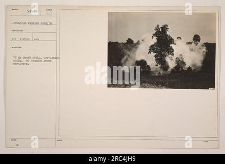 75mm smoke shell containing oleum explodes, captured by Photographer ...