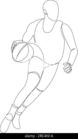 Continuous Line Drawing of Basketball Player vector Stock Vector Image ...