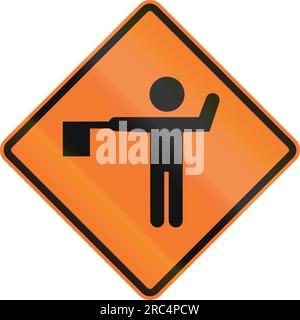 Flagger warning sign Stock Photo - Alamy