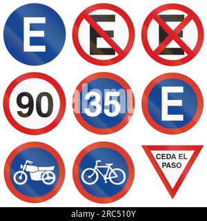 Collection of Argentinian traffic signs including arrow signs showing ...
