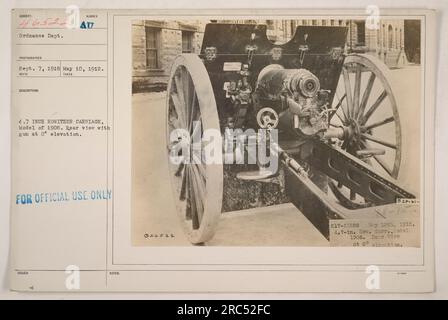 4.7" gun carriage, model 1916, right side view. This photograph was ...