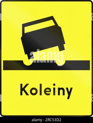 Polish warning sign for single track level crossing, horizontal variant ...