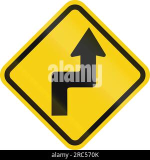 Colombian road warning sign: Reverse turn Stock Photo - Alamy