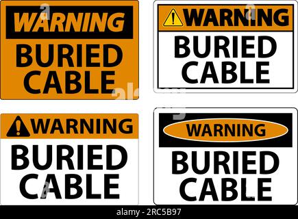 Warning Sign Buried Cable On White Background Stock Vector Image & Art ...