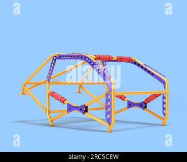 steel frame amplifier for car body 3d render on white Stock Photo - Alamy
