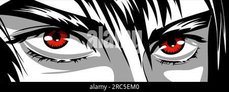 Red eyes of a man in manga and anime style. Vector image Stock Vector ...