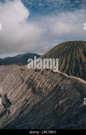 Landscape view of footpath to mount Bromo. Trekking route to top ...