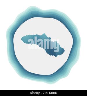 Sumba logo. Sign with the map of the island and colored stripes, vector ...