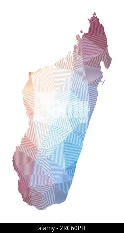 Madagascar network map. Abstract geometric map of the country. Digital ...