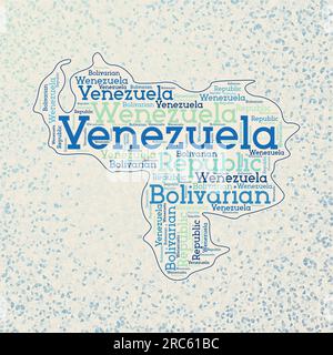 VENEZUELA map design. Country names in different languages and map ...