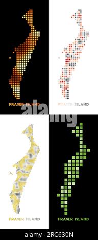Fraser Island map. Map of Fraser Island in dotted style. Borders of the ...
