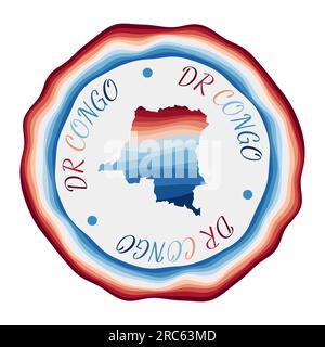 Congo round stamp. Round logo with country map and title. Stylish ...