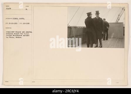 President Wilson and Admiral Grayson are seen aboard the U.S.S. George ...