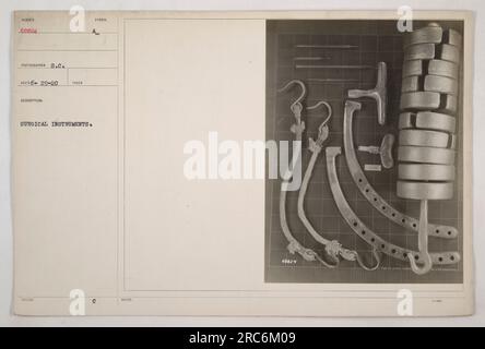 Image of surgical instruments used during World War One, identified as ...