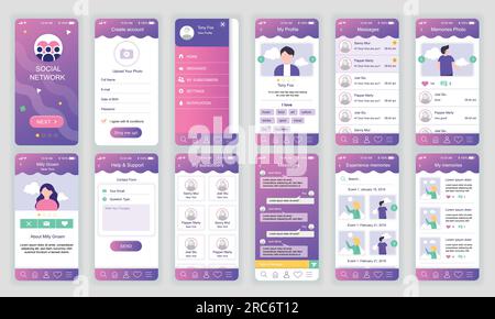 Dating App UI Kit for Responsive Mobile Application or Website with Multiple GUI Including Login ...