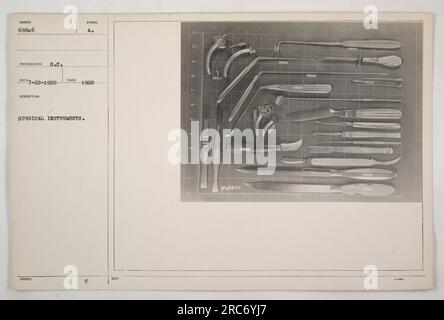 Image showing a collection of surgical instruments from World War One ...