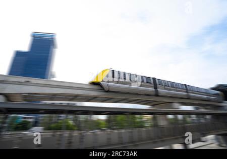 Mass Rail Transit track of Monorail system, railway construction work ...