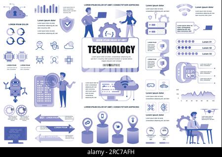 Data infographic set with cloud technologies data processing modeling ...