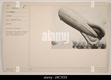 Caquot balloon during military operations at Washington D.C's Polo ...