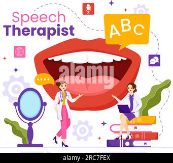Speech Therapist Vector Illustration with People Training Basic ...