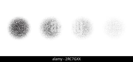 Set of vanishing stippled circle texture. Black disappearing dotted ...