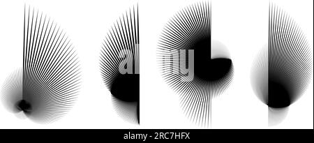 Abstract curved spiky elements set. Radial spiral spokes objects ...