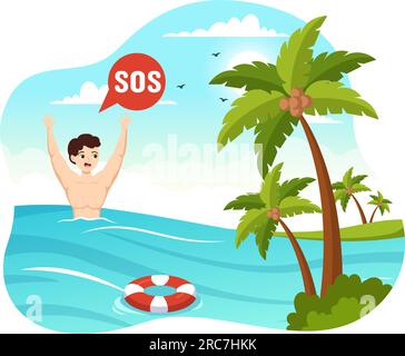 SOS Message Vector Illustration with People Who Need Emergency ...