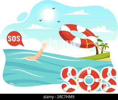 SOS Message Vector Illustration with People Who Need Emergency ...