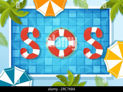 SOS Message Vector Illustration with People Who Need Emergency ...