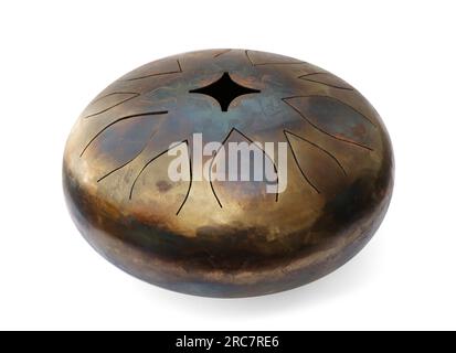 Steel tongue drum isolated on white. Musical instrument Stock Photo - Alamy