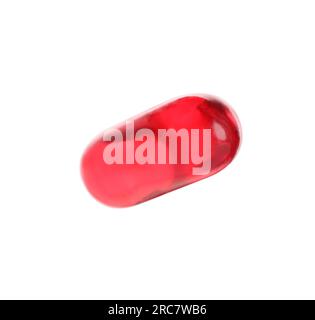 One red pill isolated on white. Medicinal treatment Stock Photo - Alamy