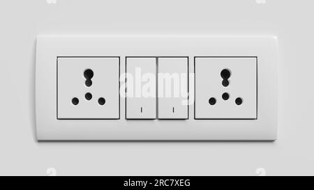 Modular switchboard electrical outlet, interchangeable on a white wall ...