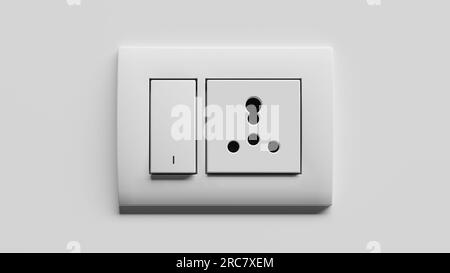 Modular switchboard electrical outlet, interchangeable on a white wall ...