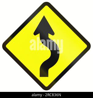3 lane reverse curve warning sign Stock Photo - Alamy