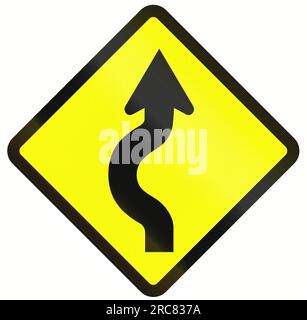 3 lane reverse curve warning sign Stock Photo - Alamy