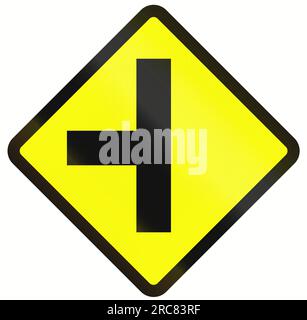 Indonesian road warning sign - Y-Intersection ahead Stock Photo - Alamy