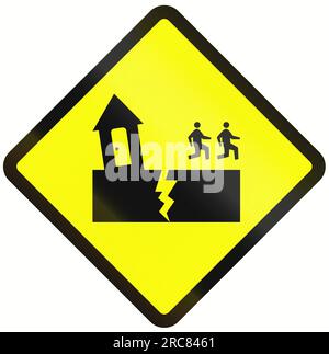 Indonesian road sign - Earthquake evacuation route Stock Photo - Alamy