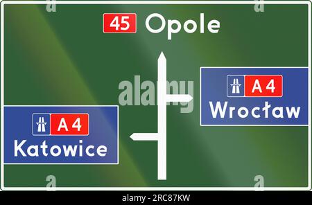 Polish road sign: Town name Stock Photo - Alamy