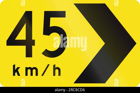 An Australian warning traffic sign - Chevron in curve with advisory ...