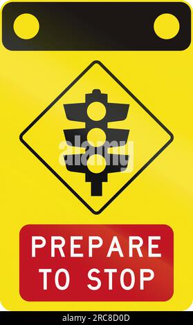 Australian road warning sign - Stop sign ahead Stock Photo - Alamy