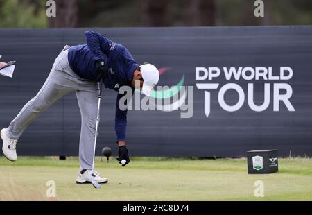 Aaron Rai tees off the 17th during day two of the Betfred British ...