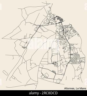 Street roads map of the ALLONNES COMMUNE, LE MANS Stock Vector Image ...