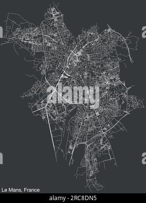 Street roads map of the LE MANS-1 CANTON, LE MANS Stock Vector Image ...