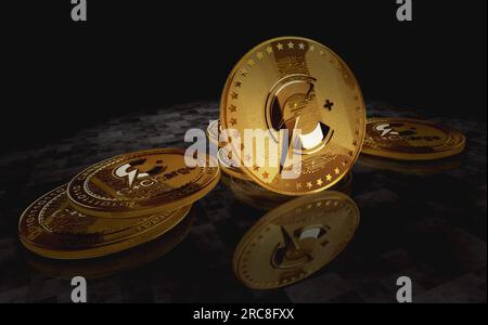 C Charge CCHG EV crypto EV fuel CCharge gold coin on green screen ...